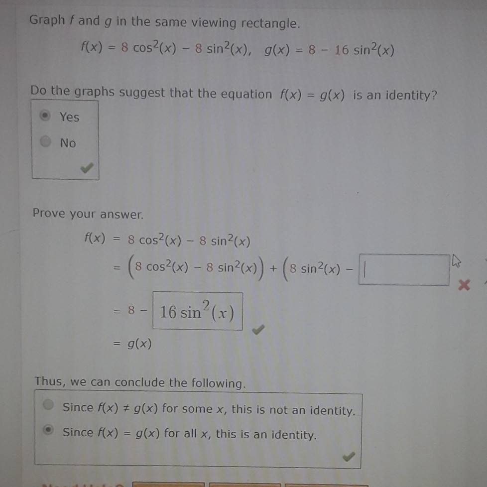 Solved Graph fand g in the same viewing rectangle. f(x) = 8 | Chegg.com