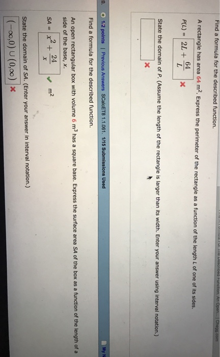 Solved Find a formula for the described function. A | Chegg.com