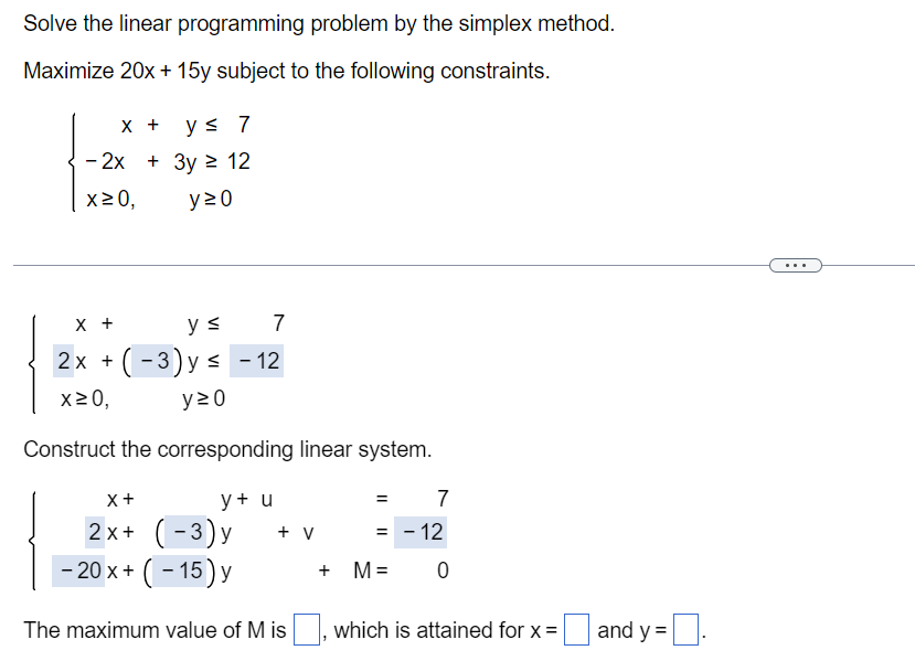 Solved Solve the linear programming problem by the simplex | Chegg.com