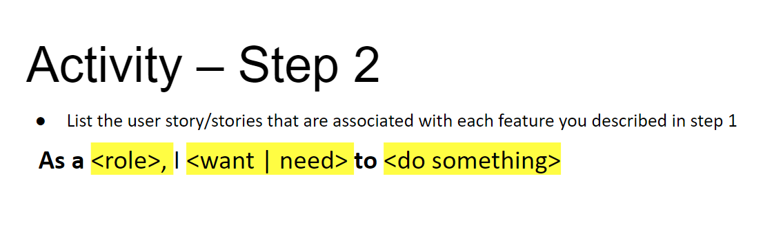 Solved Activity – Step 2 Use the feature template to list | Chegg.com