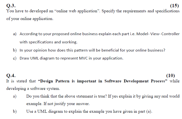 Solved Q.3. (15) You have to developed an “online web | Chegg.com