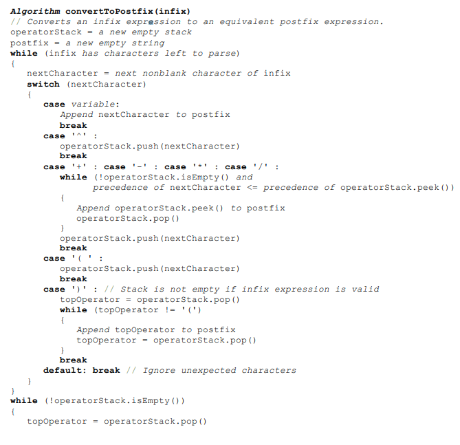 Solved 3. Refer to algorithm convertToPostfix, as in Segment | Chegg.com