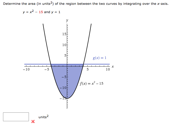 Solved Determine the area (in units) of the region between | Chegg.com