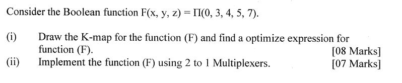 Solved Consider The Boolean Function FxyzΠ03457 