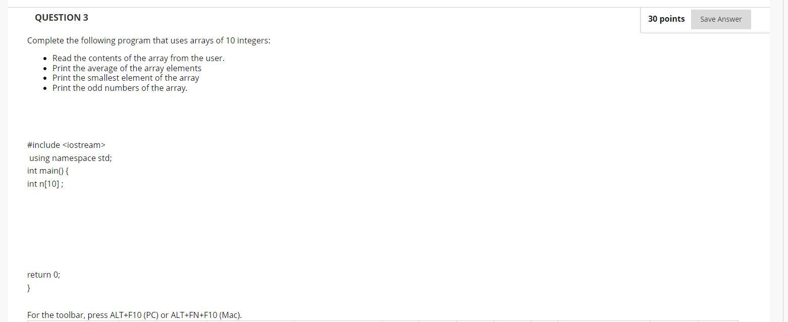 Solved QUESTION 3 30 points Save Answer Complete the | Chegg.com