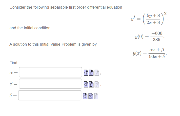 Solved Consider The Following Separable First Order