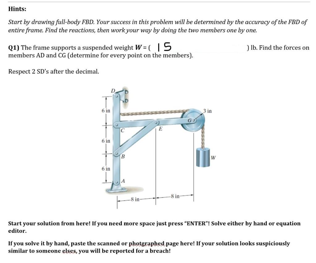 Solved Hints: Start by drawing full-body FBD. Your success | Chegg.com