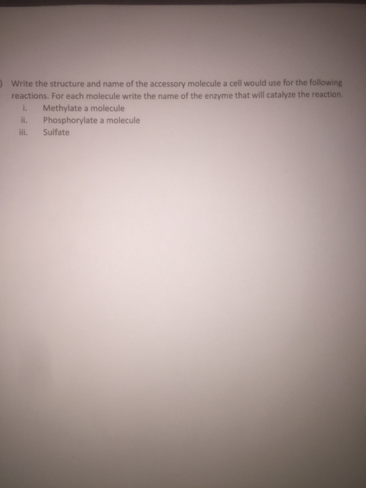 Solved Write the structure and name of the accessory | Chegg.com