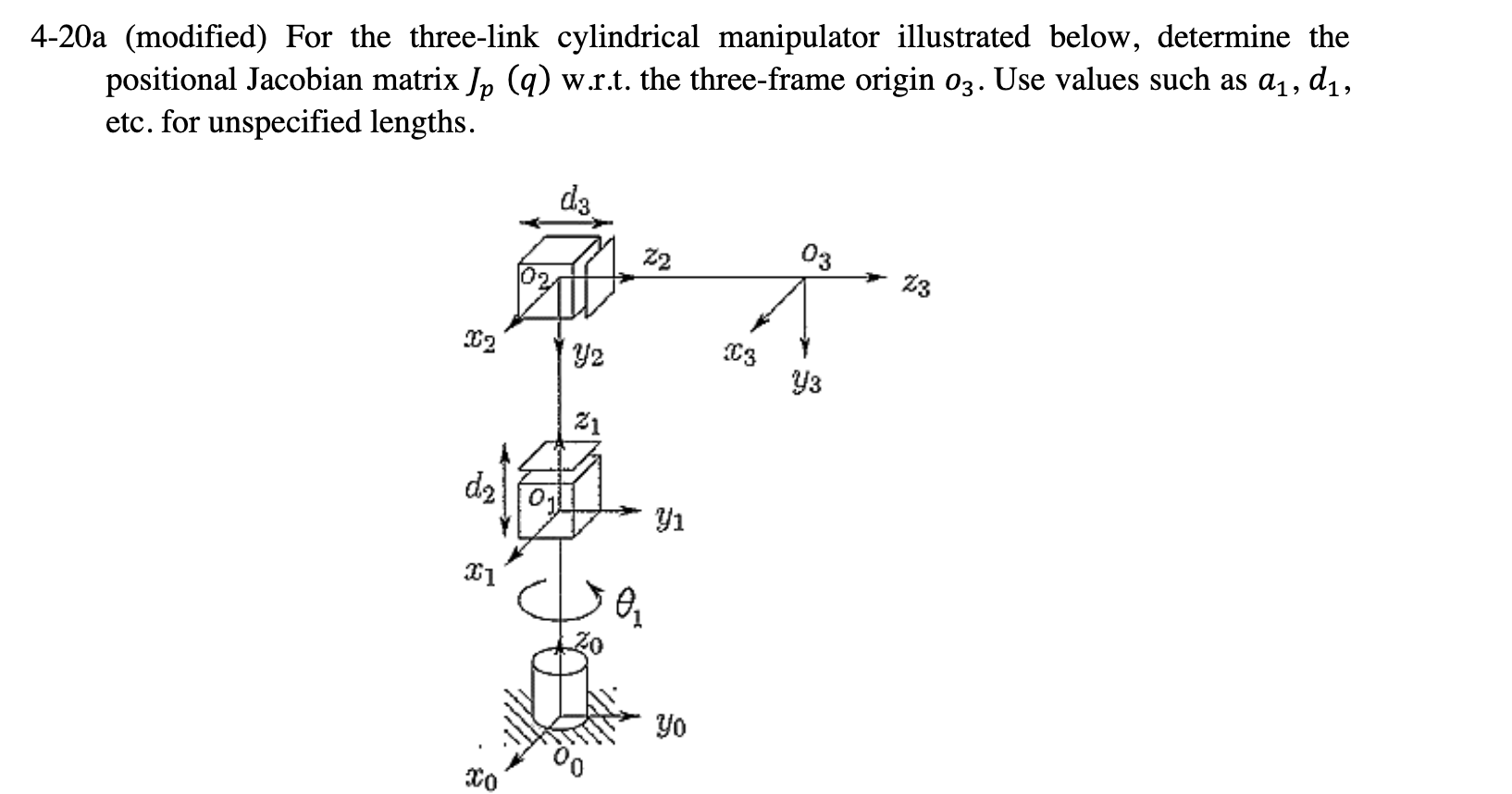 Solved 4-20a (modified) ﻿For the three-link cylindrical | Chegg.com