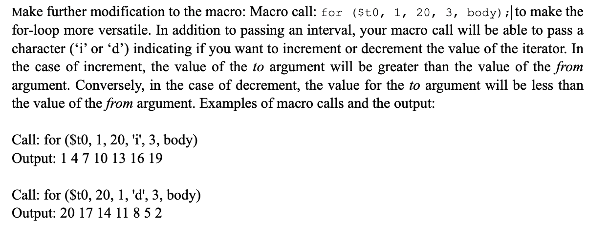 Solved Make Further Modification To The Macro Macro Call 