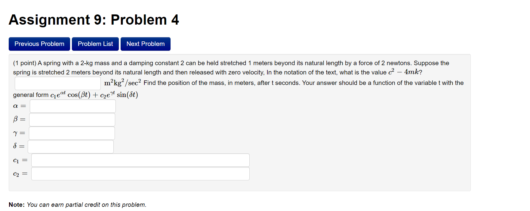 Solved Assignment 9: Problem 4 Previous Problem Problem List | Chegg.com