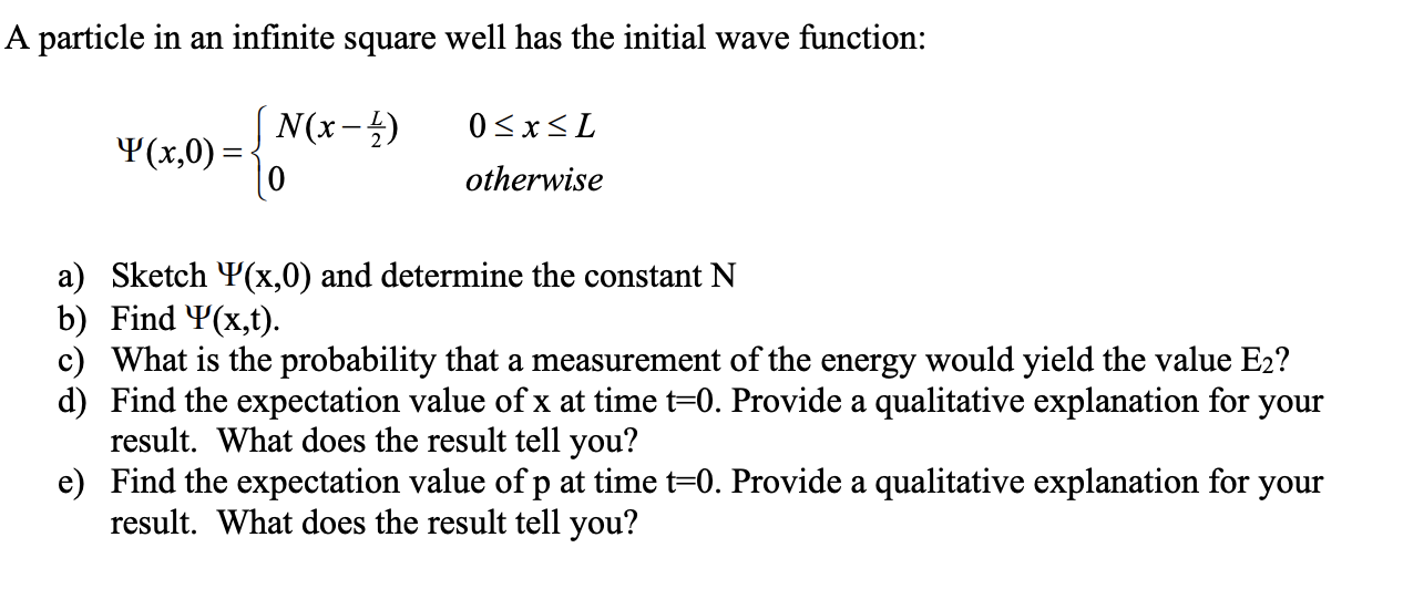 Solved A particle in an infinite square well has the initial | Chegg.com