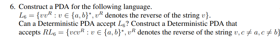 Construct a PDA for the following language. | Chegg.com