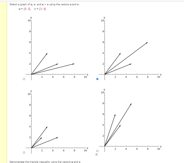 Solved Sketch a graph of u, v, and u + v using the vectors u | Chegg.com