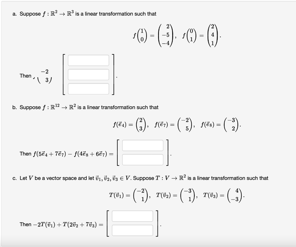 Solved a. Suppose f:R2→R3 is a linear transformation such | Chegg.com