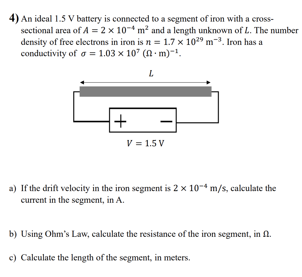 Solved An ideal 1.5 ﻿V battery is connected to a segment of | Chegg.com