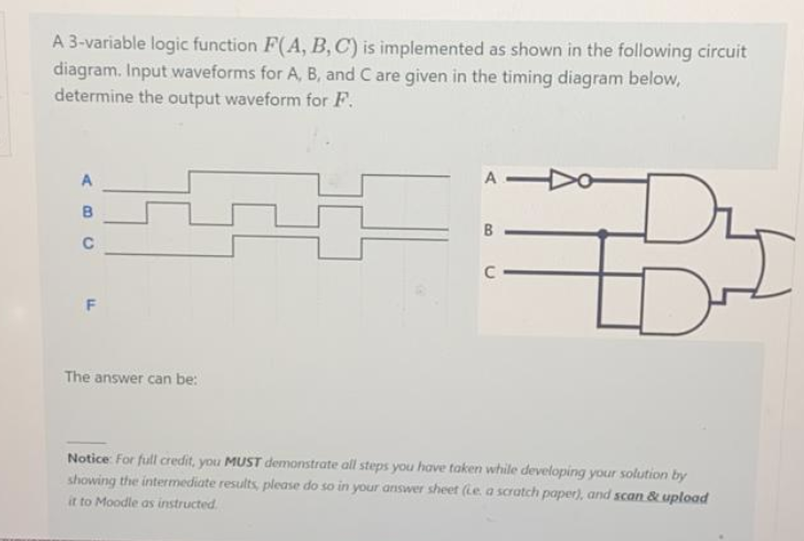 Solved A 3-variable logic function F(A, B, C) is implemented | Chegg.com