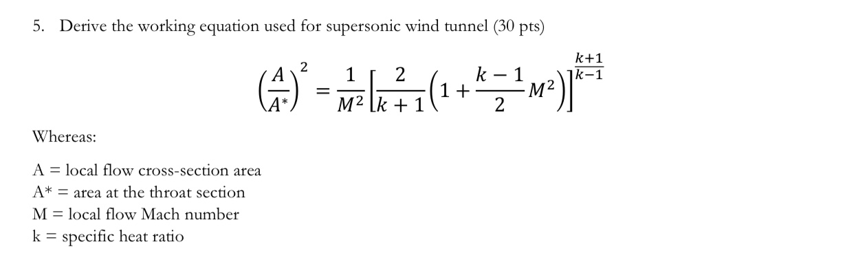 Solved Derive the working equation used for supersonic wind | Chegg.com