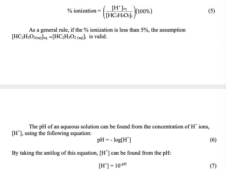 EXPERIMENT 8 THE ACID DISSOCIATION CONSTANT, KA | Chegg.com