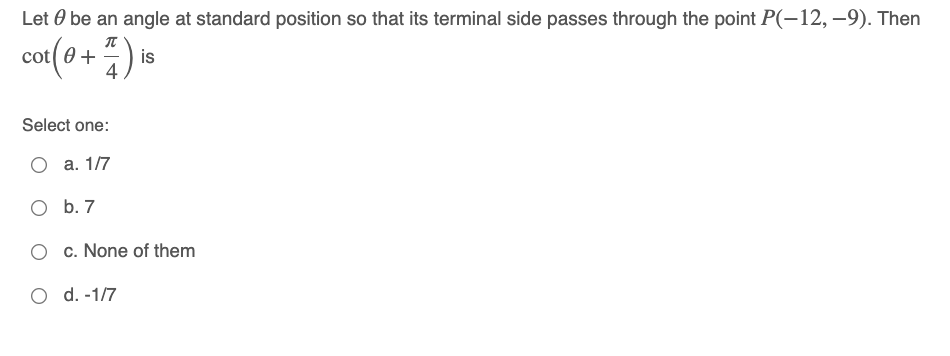 Solved Let O be an angle at standard position so that its | Chegg.com