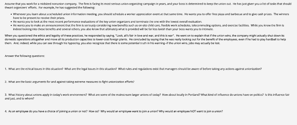 Solved thwart organizers' efforts. For example, he has | Chegg.com