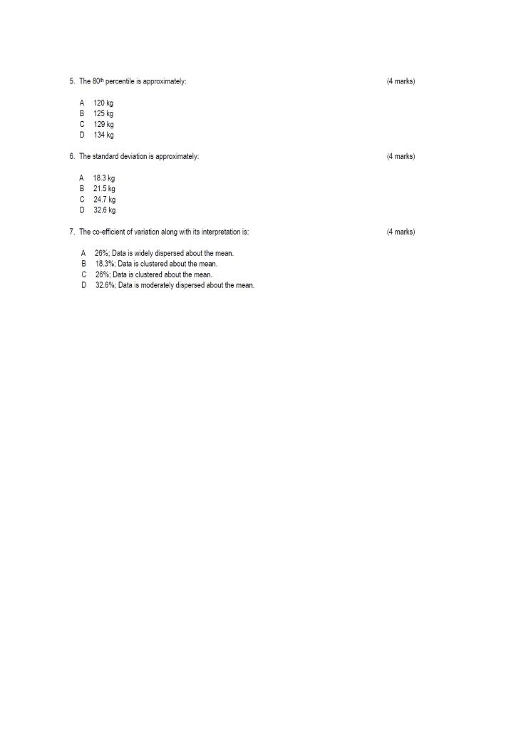 Solved Midpoint, m fm fm2 Cum. Freq Class (kg) 50