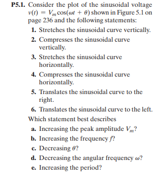 Solved - Consider the plot of the sinusoidal voltage | Chegg.com