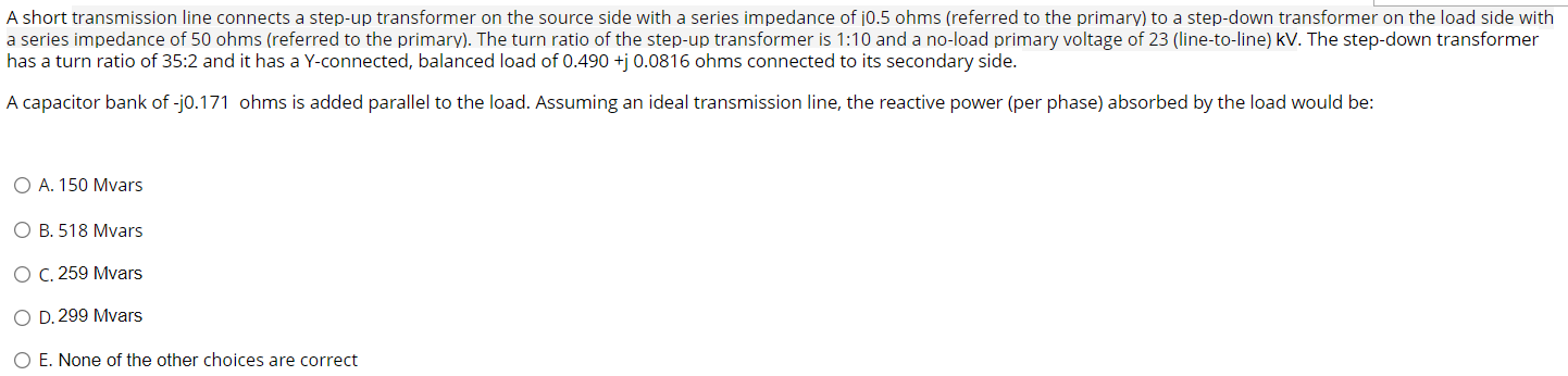 Solved A short transmission line connects a step-up | Chegg.com