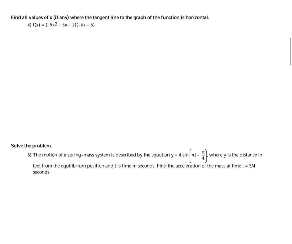 Solved Find all values of x (if any) where the tangent line | Chegg.com