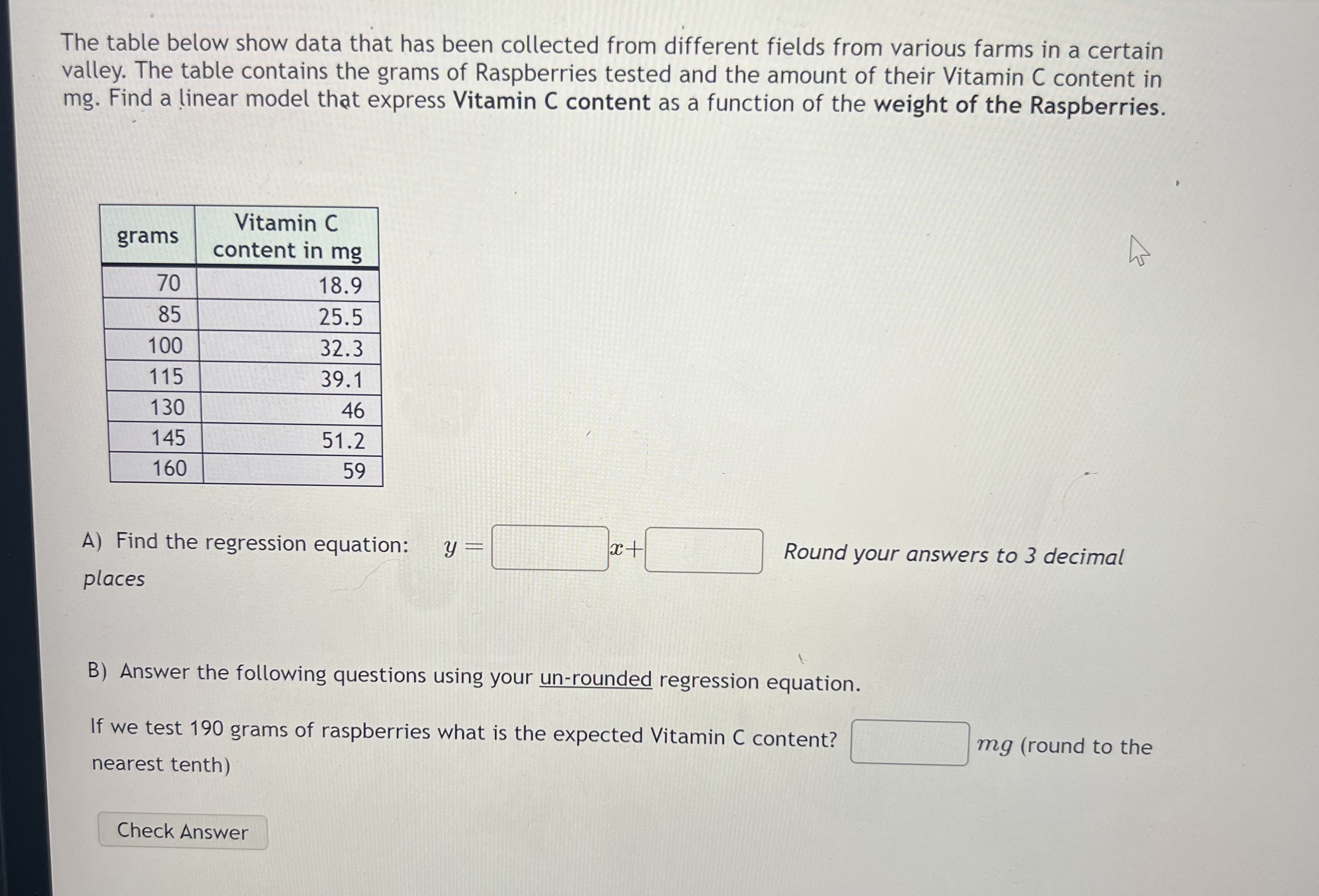 Solved The table below show data that has been collected | Chegg.com
