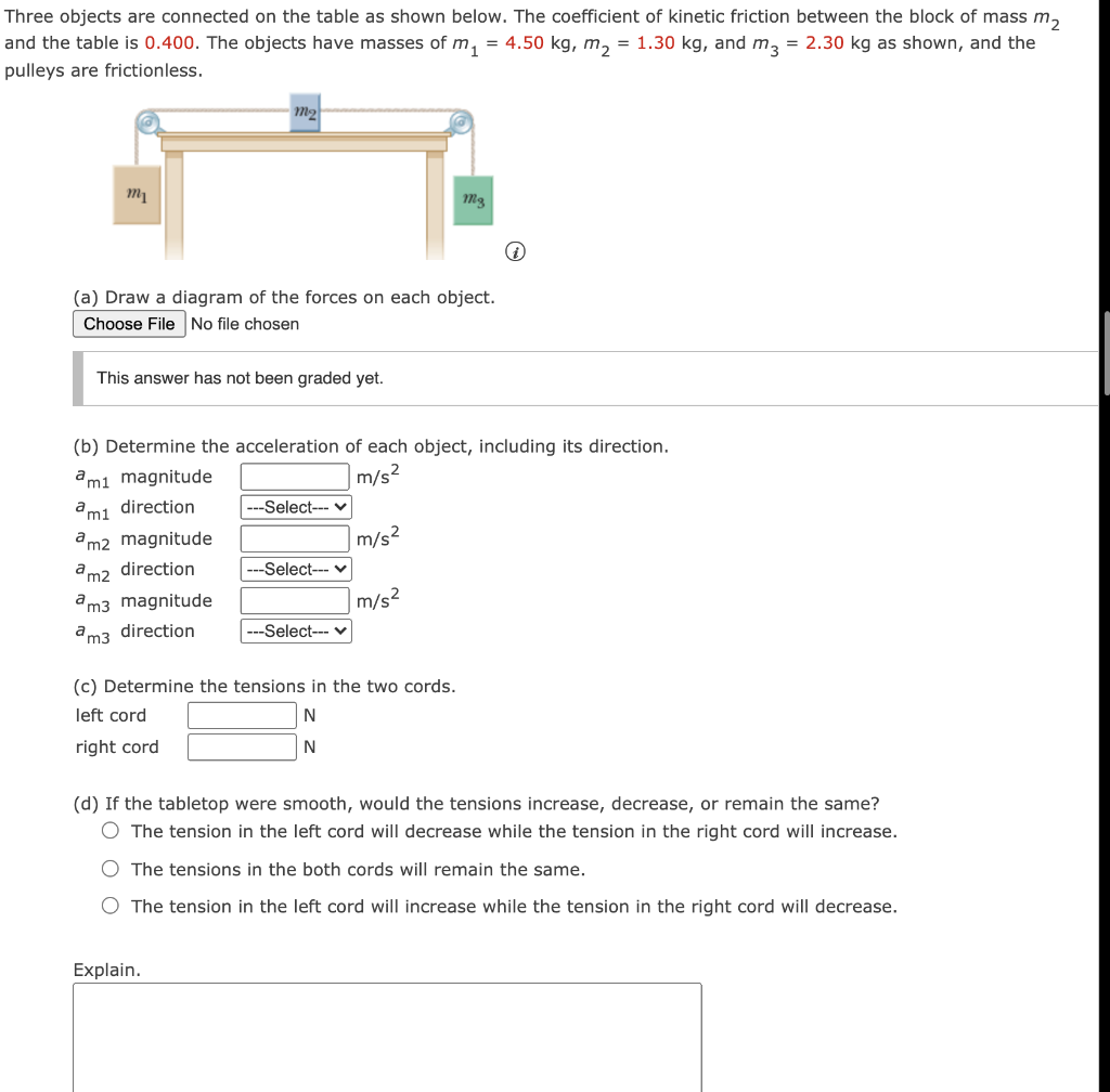 Solved Three objects are connected on the table as shown | Chegg.com