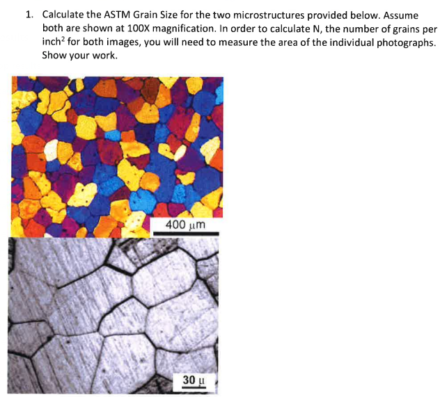 Solved Calculate the ASTM Grain Size for the two | Chegg.com