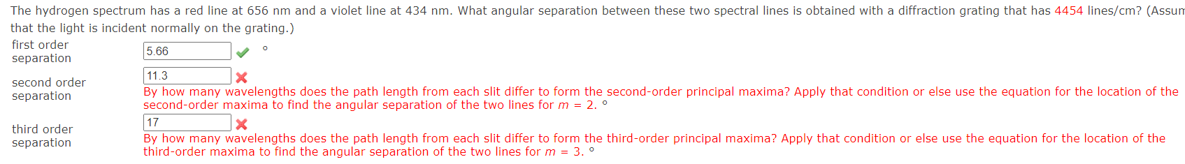 Solved that the light is incident normally on the grating.) | Chegg.com