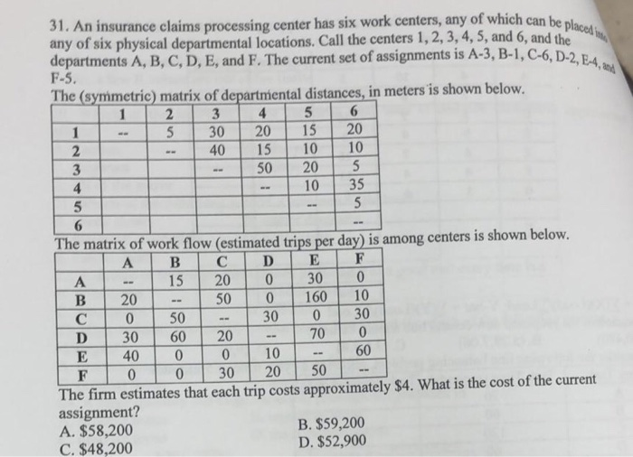 Solved 31. An insurance claims processing center has six | Chegg.com
