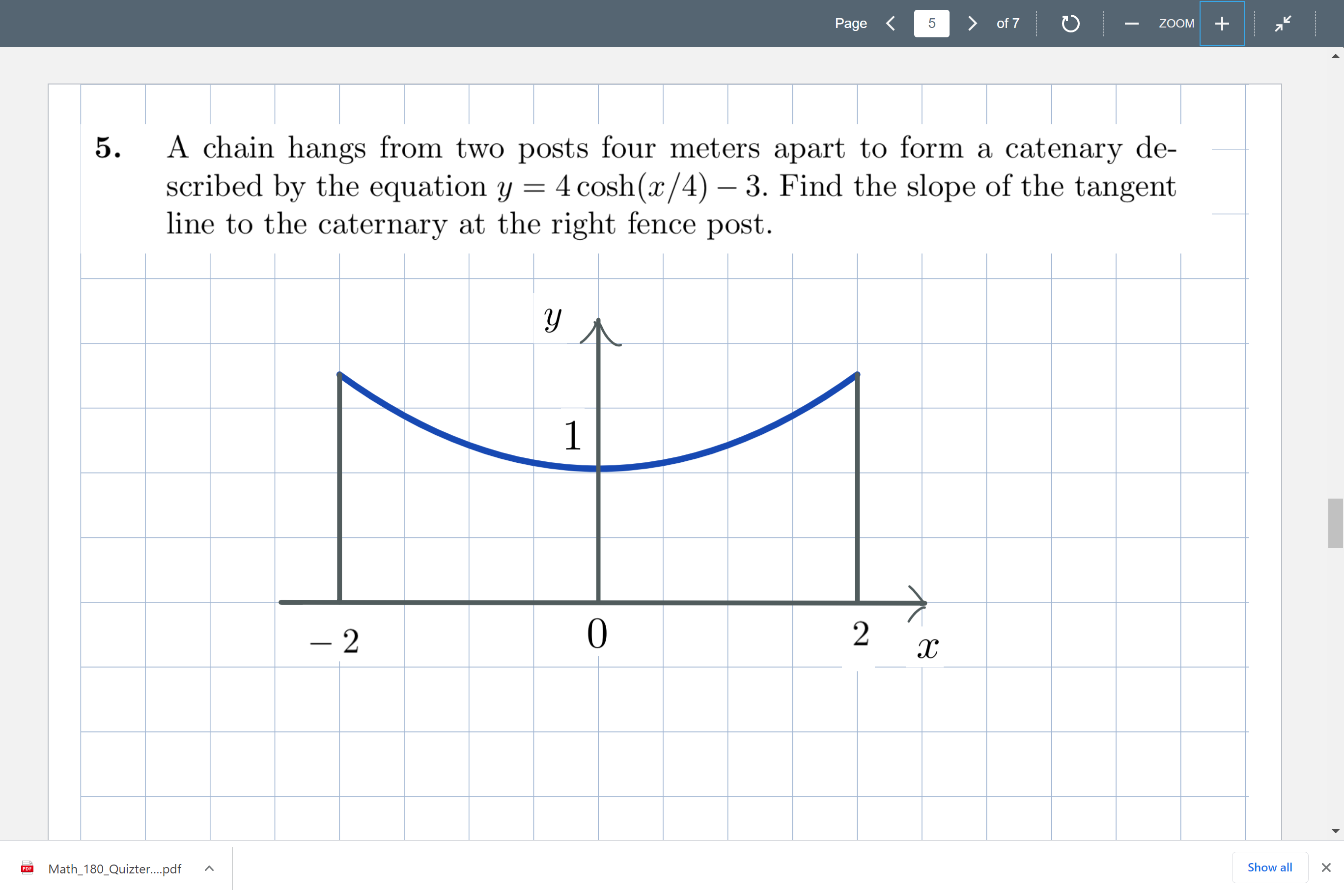 Solved Page of 7 ZOOM + 5. A chain hangs from two | Chegg.com