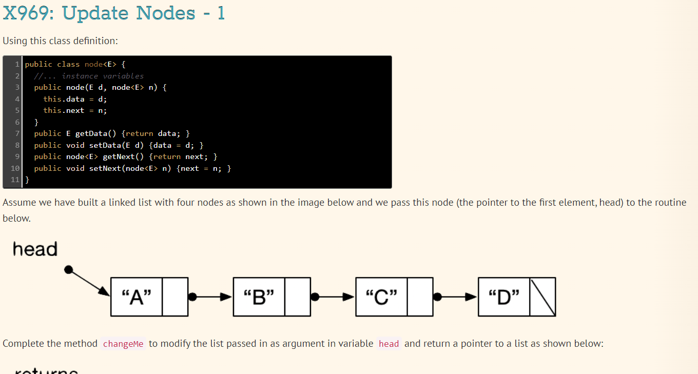 Solved X969: Update Nodes - 1 - Using this class definition: | Chegg.com