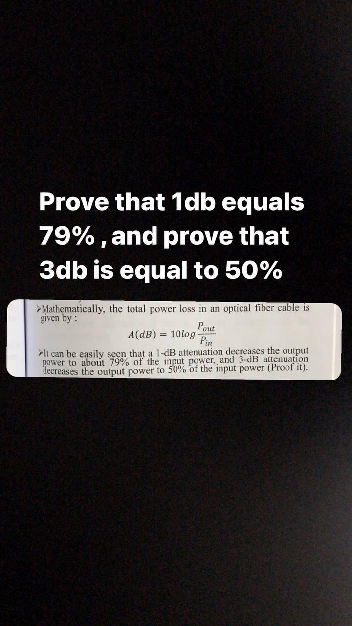 Solved Prove that 1db equals 79%, and prove that 3db is | Chegg.com