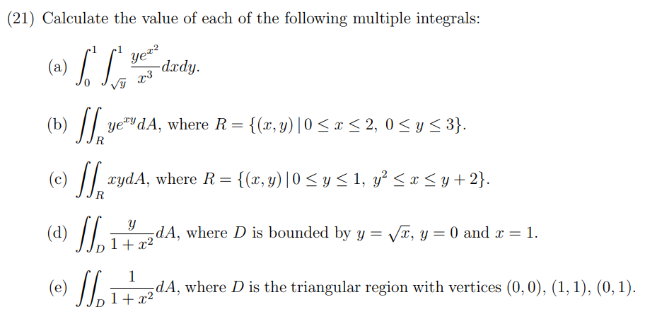 Solved (21) ﻿Calculate the value of each of the following | Chegg.com