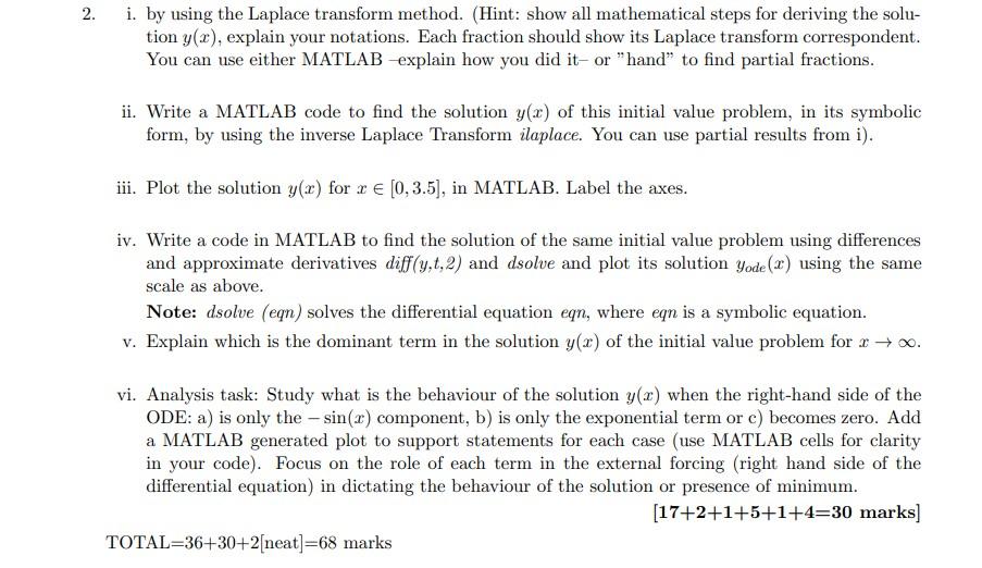 i. by using the Laplace transform method. (Hint: show | Chegg.com
