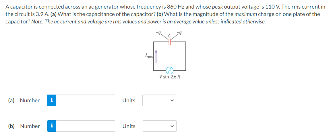 Solved A capacitor is connected across an ac generator whose | Chegg.com