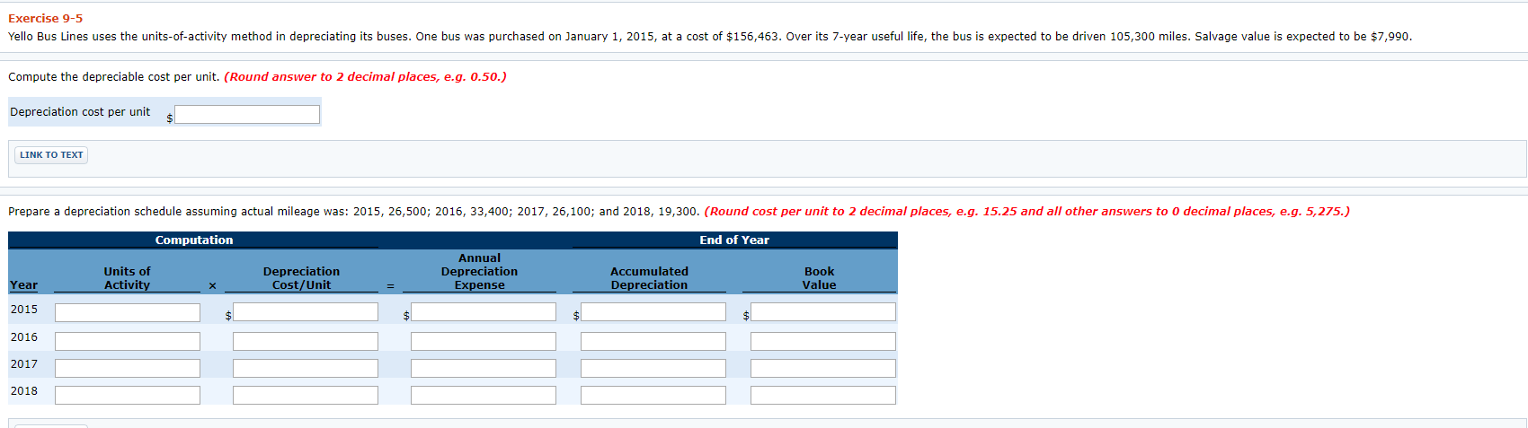 Solved Exercise 9-5 Yello Bus Lines uses the | Chegg.com