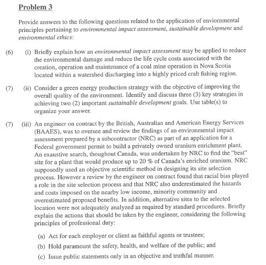 Solved Problem 3 Provide answers to the following questions | Chegg.com