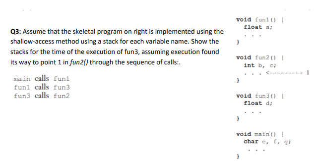 Solved void fun1() { float a; Q3: Assume that the skeletal | Chegg.com