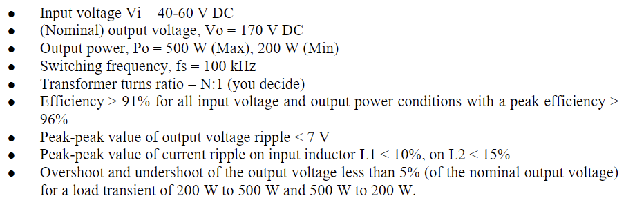 Input voltage Vi=40−60 VDC (Nominal) output voltage, | Chegg.com