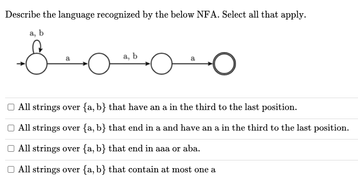 Solved Describe the language recognized by the below NFA. | Chegg.com