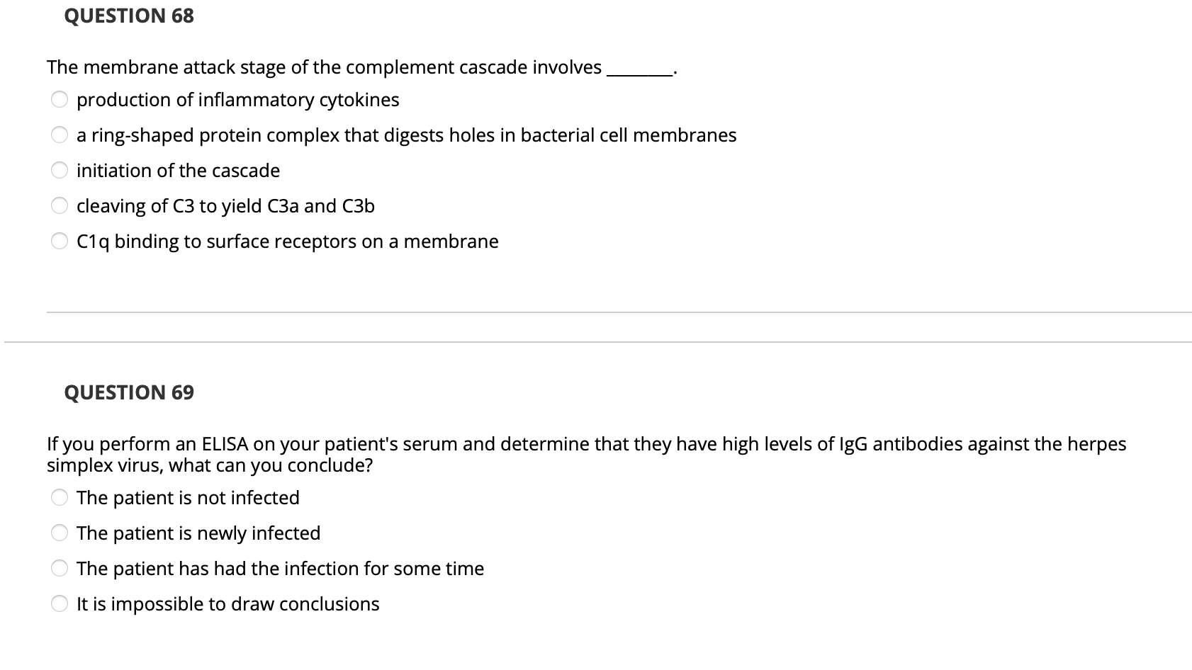 Solved The membrane attack stage of the complement cascade | Chegg.com
