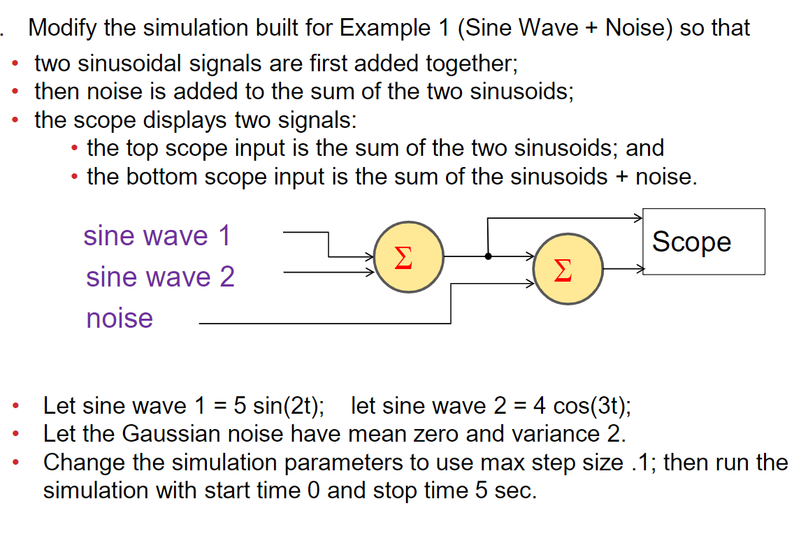 Solved . Modify the simulation built for Example 1 (Sine | Chegg.com