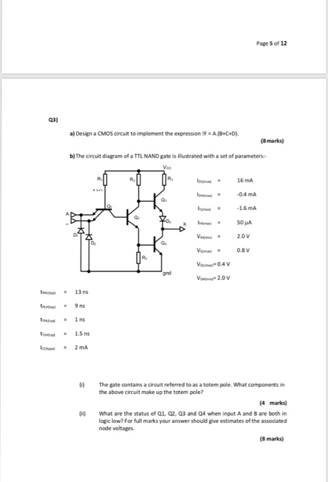 Solved Page 5 of 12 Q3) a) Design a CMOS circuit to | Chegg.com