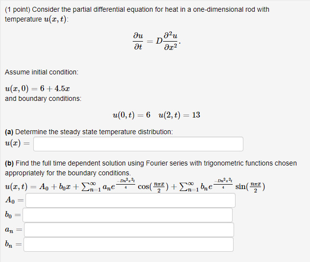 Solved (1 point) Consider the partial differential equation | Chegg.com