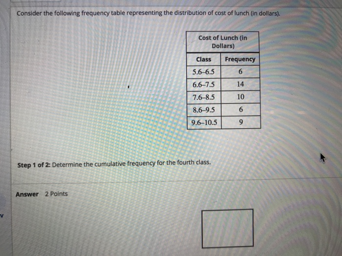 Solved Consider The Following Frequency Table Representing 8789